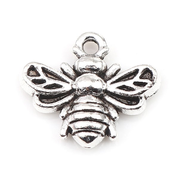 Silver Bee Charms - Etsy