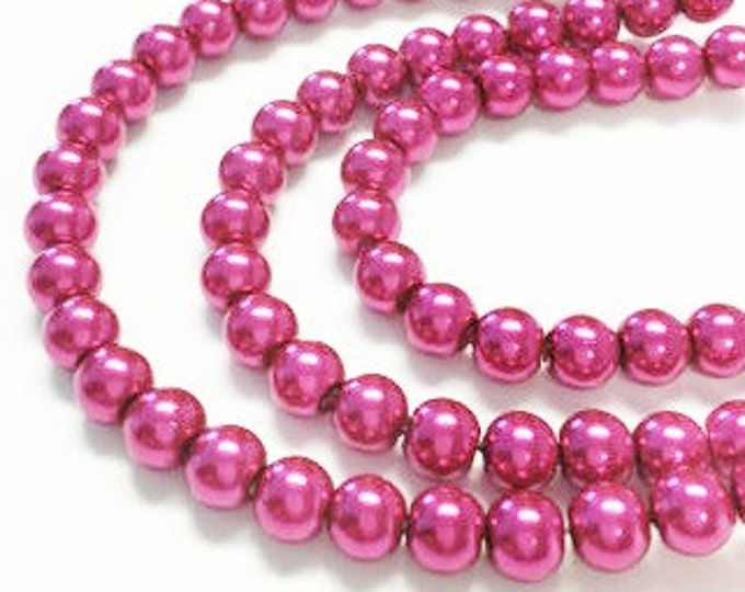 Bulk Pearls Pink 65 Faux Pearls 6mm Glass Pearls Dark Pink - Etsy