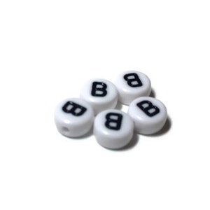 10 Letter B Beads 7mm Black & White Alphabet Beads Acrylic - Etsy