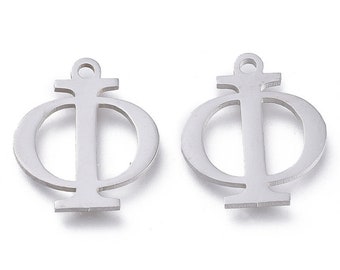Phi Greek Letter Charms Stainless Steel, Greek Alphabet Charms - Etsy