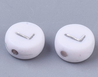 Letter F Beads 7mm Silver and White Alphabet Beads | Etsy