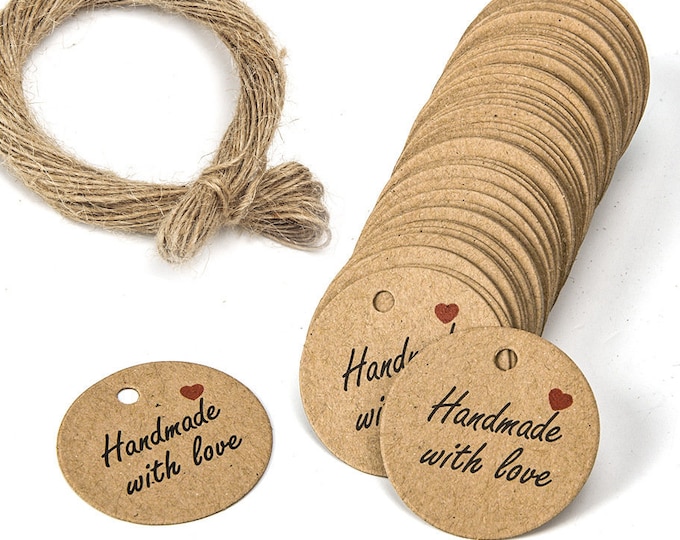 100 Handmade With Love Labels With Jute Rope - Etsy