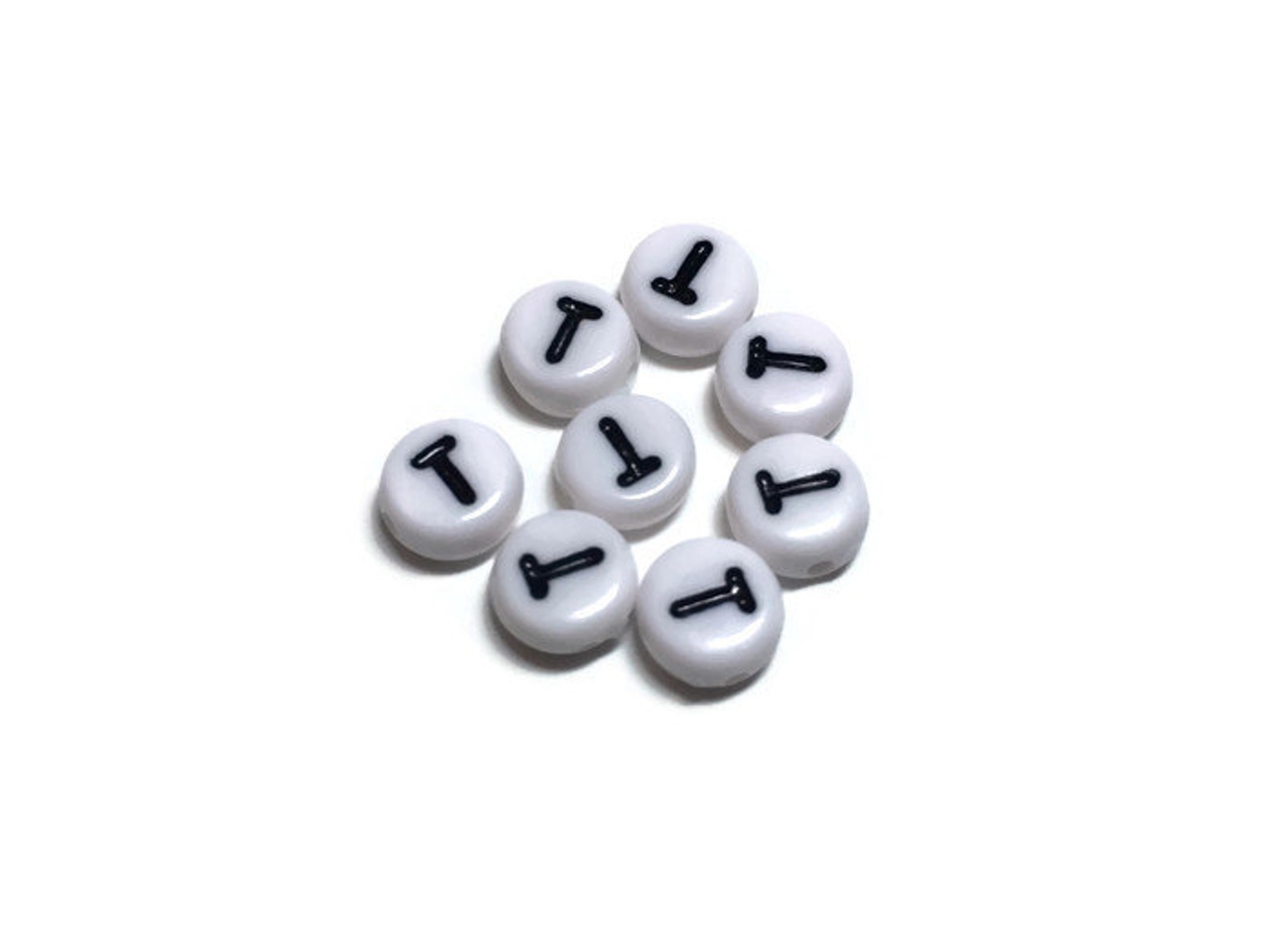 Letter T Beads 7mm ABC Beads Black & White Alphabet Beads | Etsy