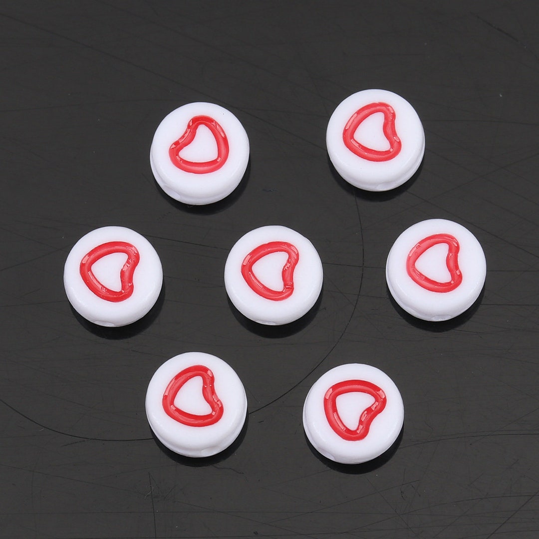 7mm Acrylic Red Heart Beads - Etsy