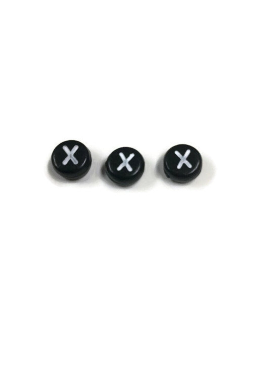 10 Initial Beads, Letter X Beads 7mm, ABC Beads, Black & White Alphabet ...