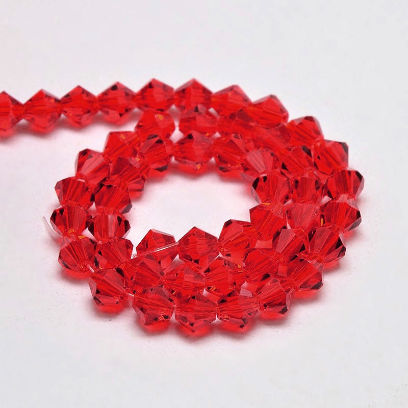 6mm Red Bicone Bead Strands - Etsy