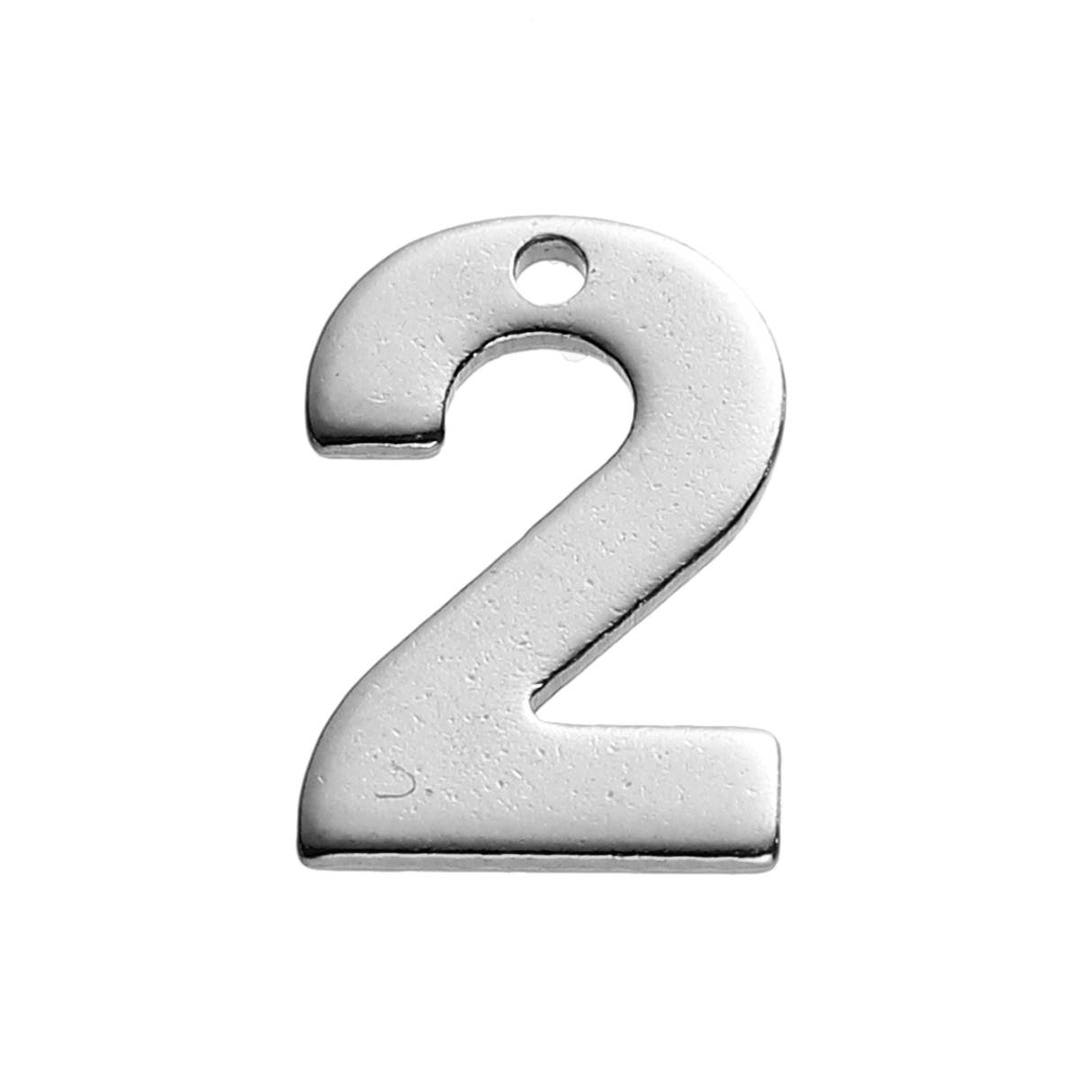 25 Number 2 Charms Stainless Steel, Number Two Charms, 11mm X 7mm - Etsy