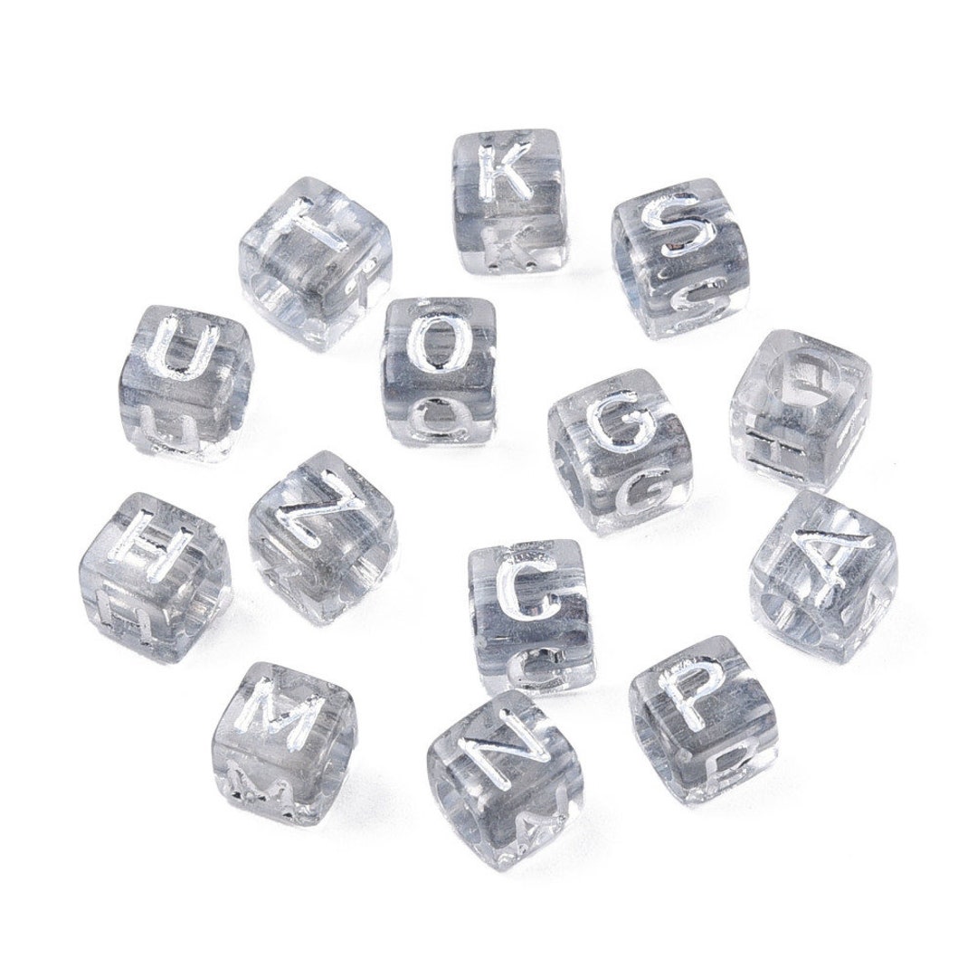 400 6mm Silver Cube Alphabet Letter Acrylic Beads - Etsy
