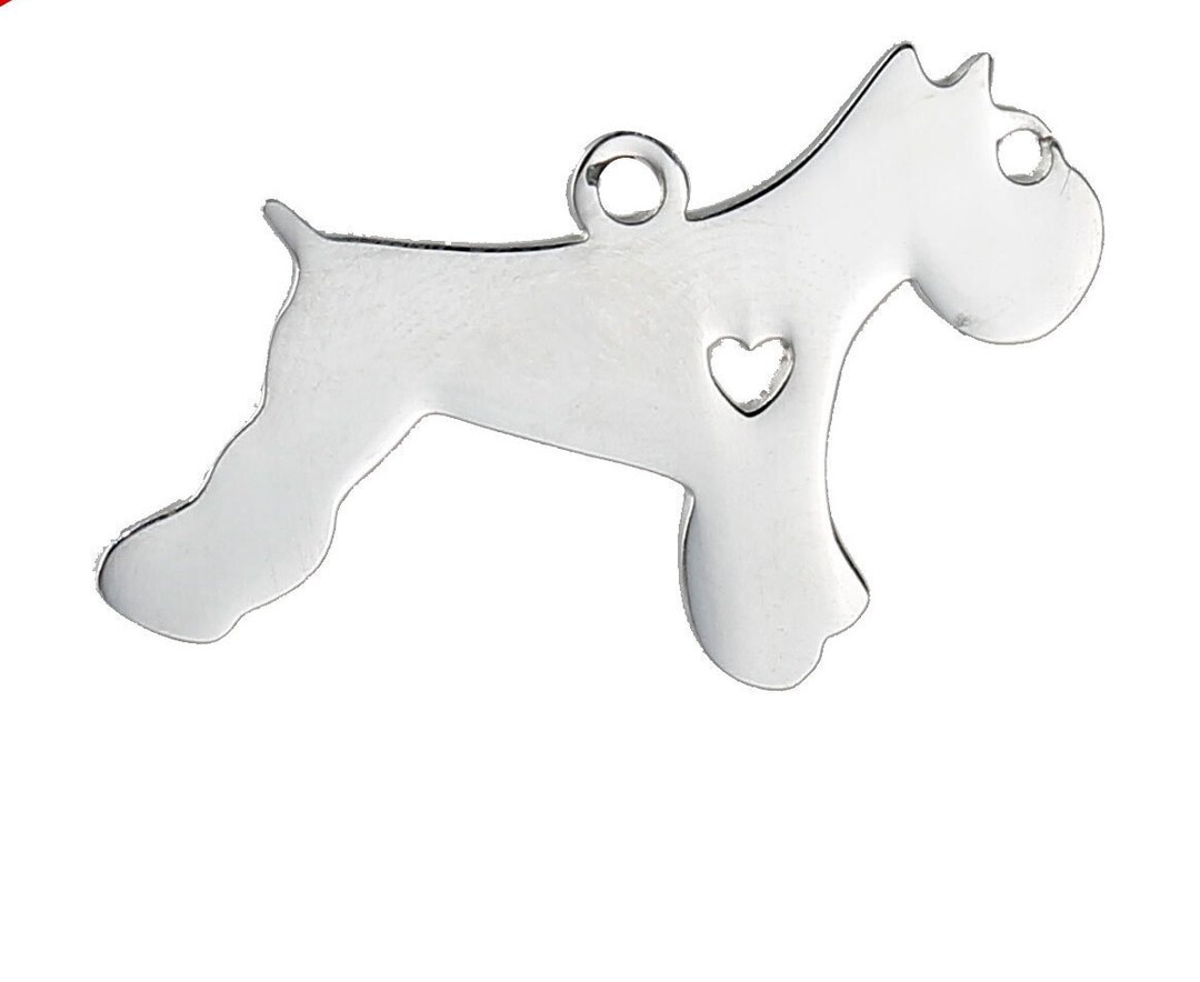 Schnauzer Dog Charm Stainless Steel, Stamping Supplies, Schnauzer ...