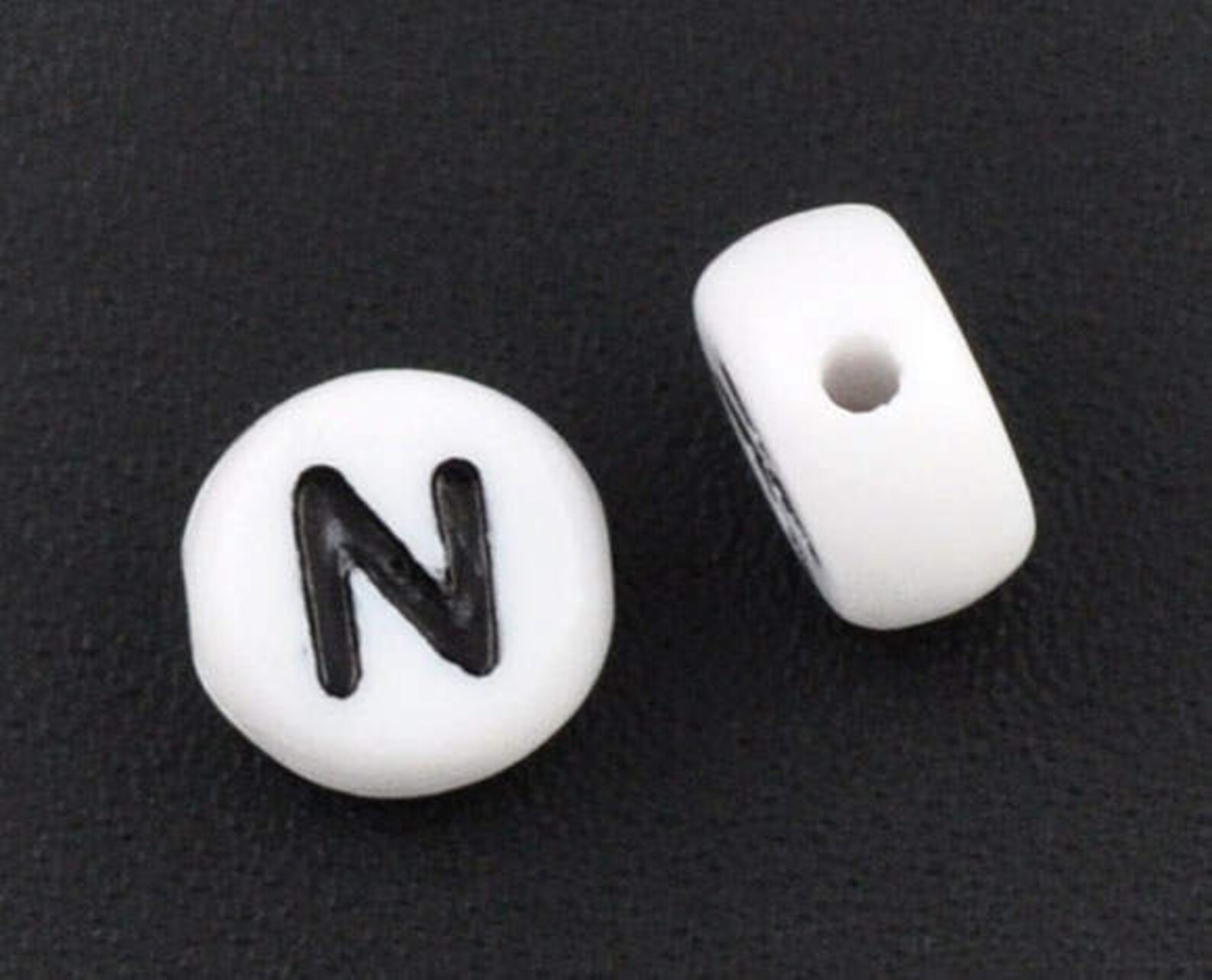 Letter N Beads 7mm Black & White Alphabet Beads Acrylic | Etsy