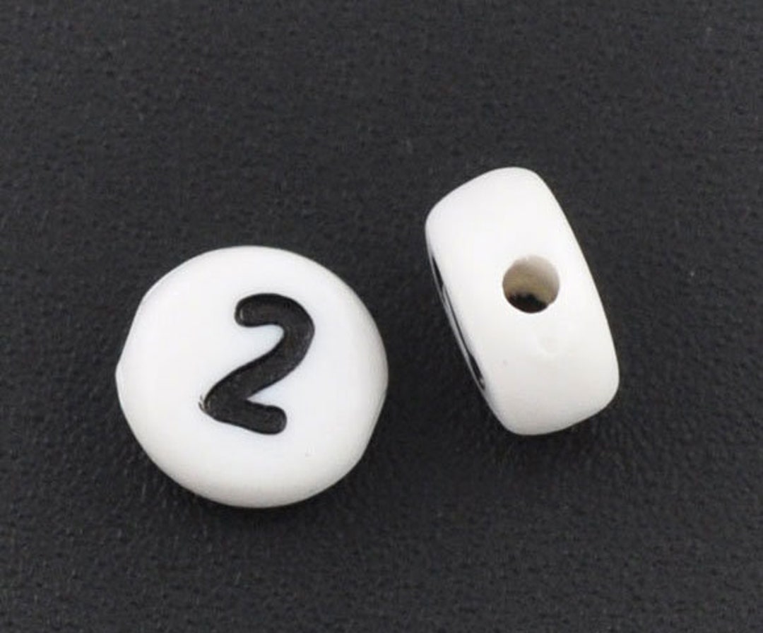 Number Two Acrylic Number Spacer Beads 7mm Findings - Etsy