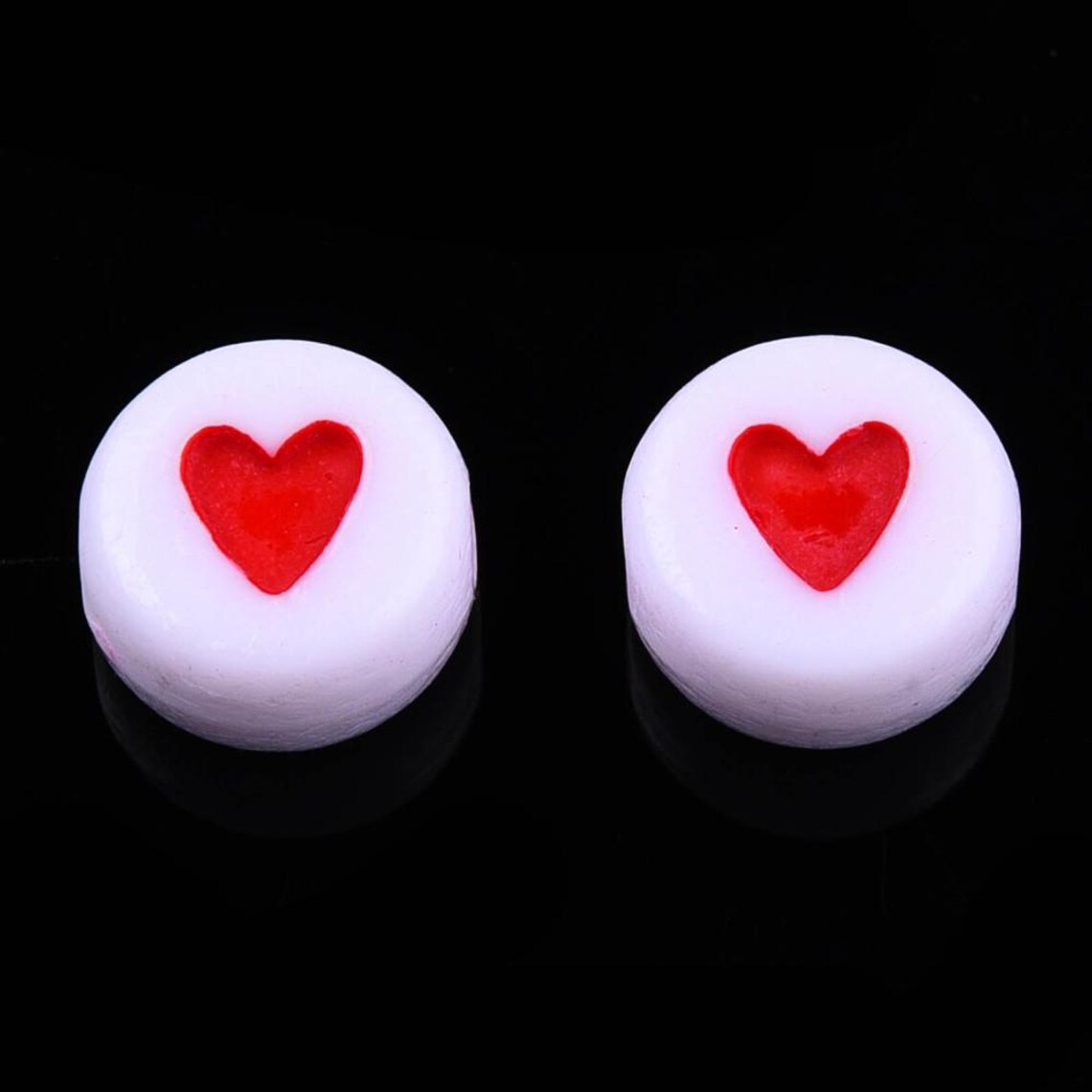 7mm Acrylic Red Heart Beads - Etsy