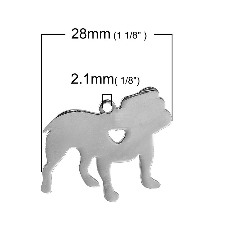 Metal Charm Blanks, Bulldog Dog Charm Stainless Steel, Dog Stamping ...