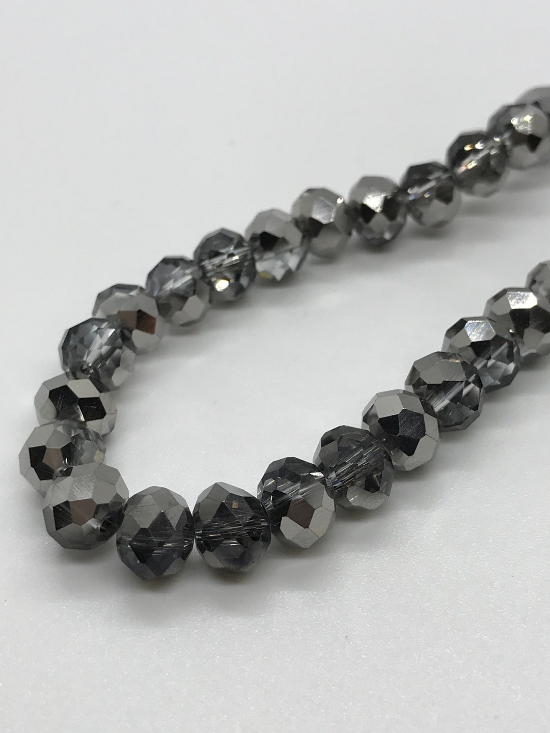Two Tone Dark Gray and Transparent Rondelle Beads 8mm X 6mm, 6mm X 4mm ...