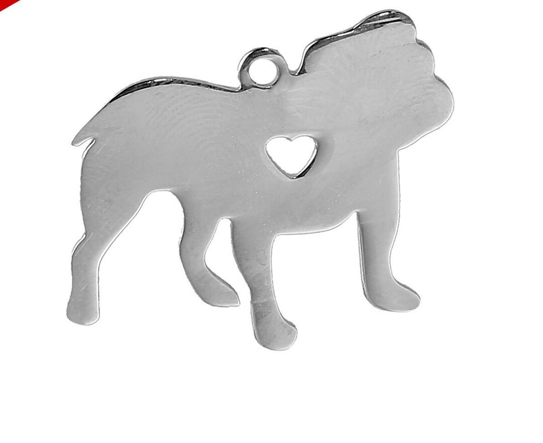 Metal Charm Blanks, Bulldog Dog Charm Stainless Steel, Dog Stamping ...