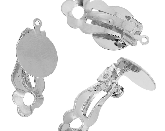 10 Lever Back Earring Clips Round Cabochon Setting Fits 12mm, Clip on ...