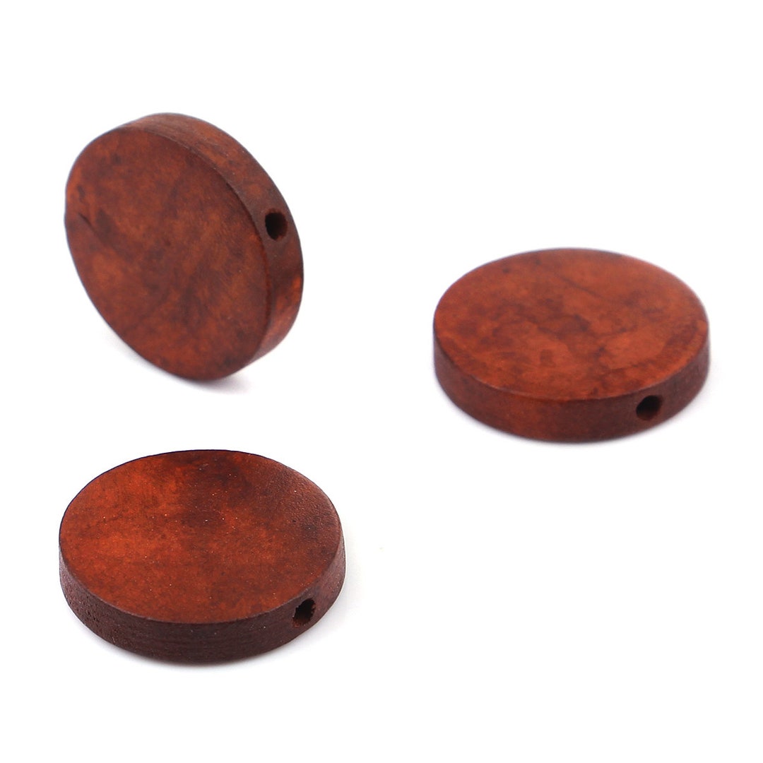 50 Wood Disc Beads, 20mm Beads, Natural Wood Beads, Flat Beads, Disc ...