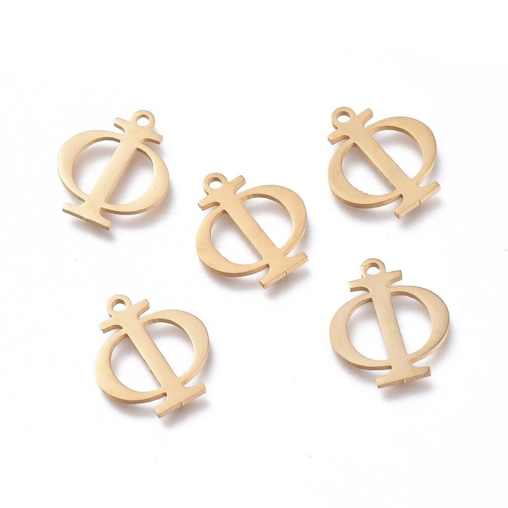 Phi Greek Letter Charms Stainless Steel Greek Alphabet Charms - Etsy