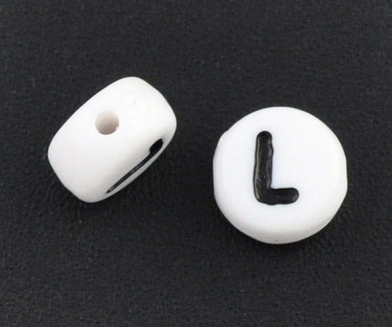 Letter L Beads 7mm Black & White Alphabet Beads Acrylic | Etsy