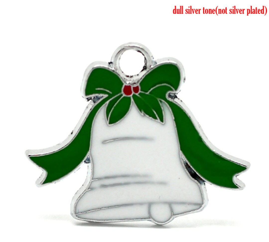 20 Christmas Bell Charms, Enamel Christmas Bell Pendant 9298, 810 - Etsy