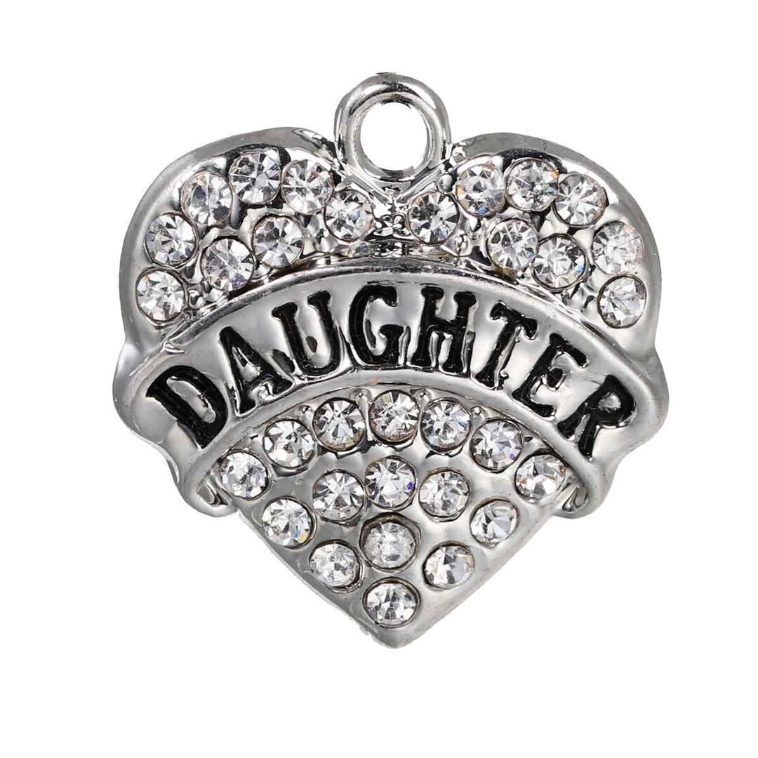 2 Daughter Charms, Rhinestone Daughter Pendant 20mm, Rhinestone ...