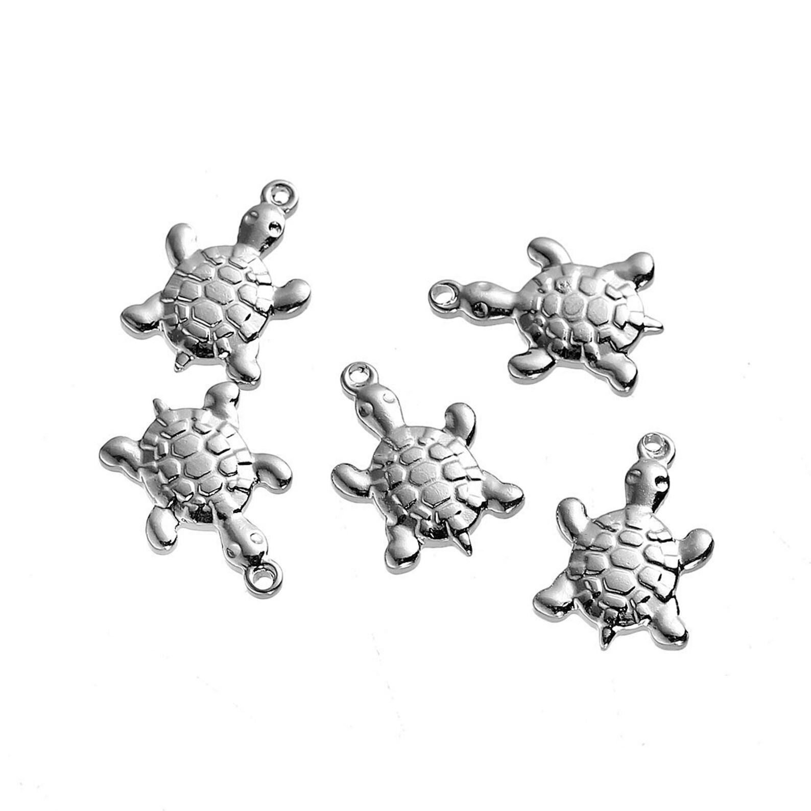 3 Stainless Steel Turtle Charms Silver Tone Two-sided Charms - Etsy