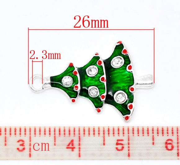 10 Christmas Tree Charms Enamel Christmas Tree Pendant 9909 | Etsy