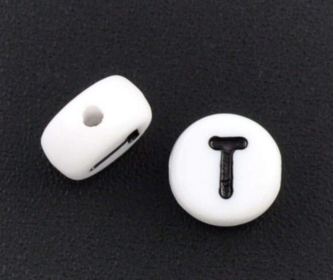 Letter T Acrylic Beads, 7mm Black and White Alphabet Beads - Etsy