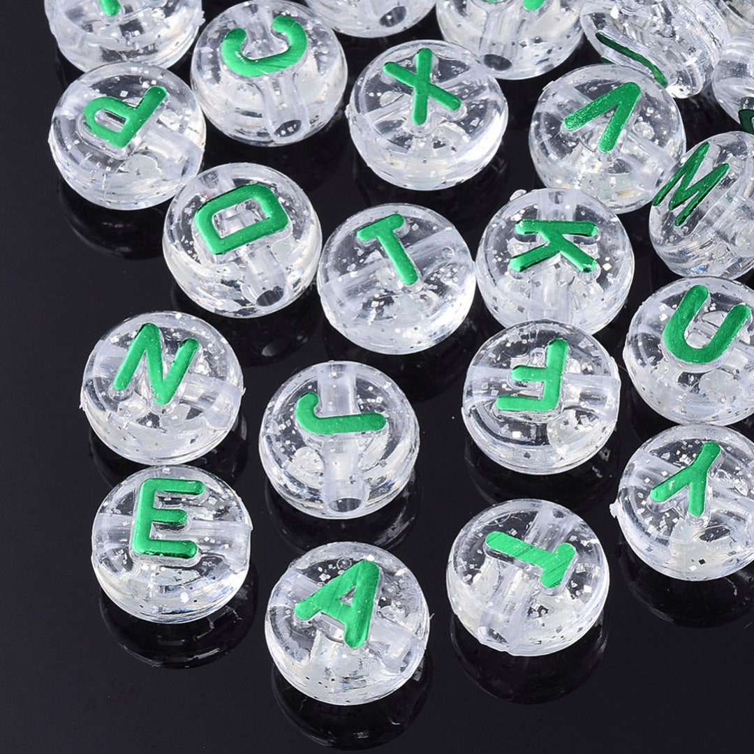 200 10mm Green Transparent Letter Beads - Etsy