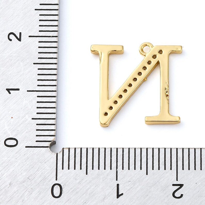 Nu Letter Charms, Greek Alphabet Charms, 18K Gold Plated Brass, Micro ...