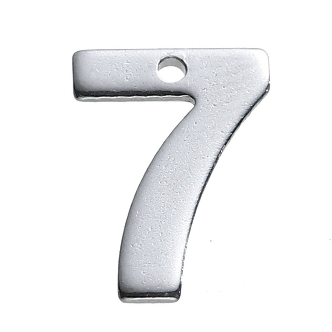 25 Number 7 Charms Stainless Steel, Number Seven Charms, 11mm X 8mm - Etsy