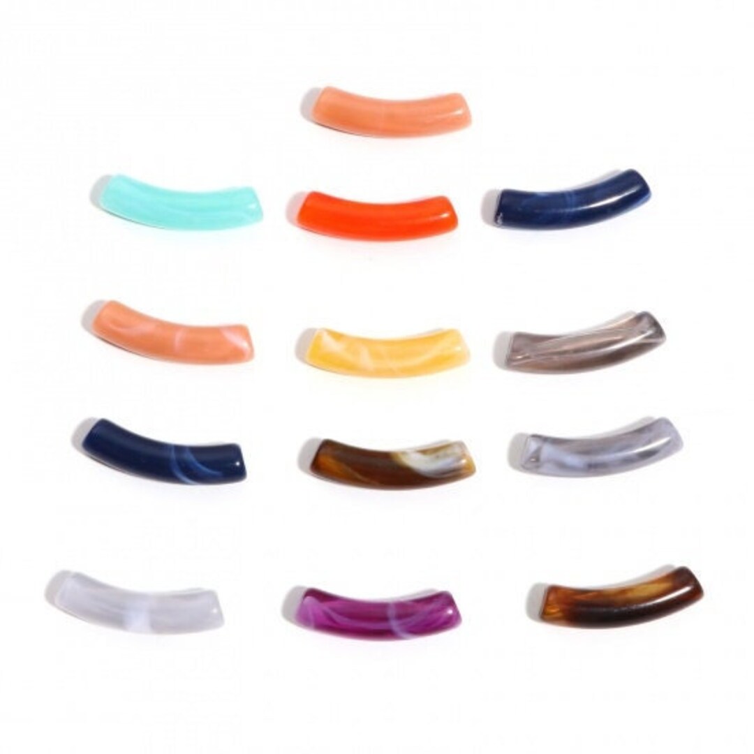 50 Acrylic Tube Beads Assorted Colors, Acrylic Noodle Beads, Long Tube ...