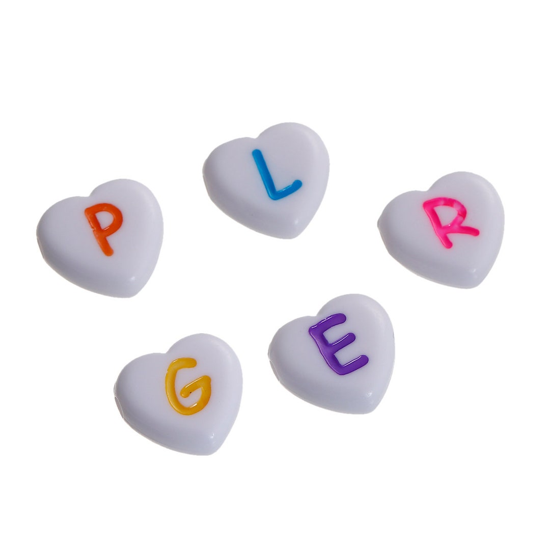 200 11mm Valentine Heart Letter Alphabet Beads - Etsy