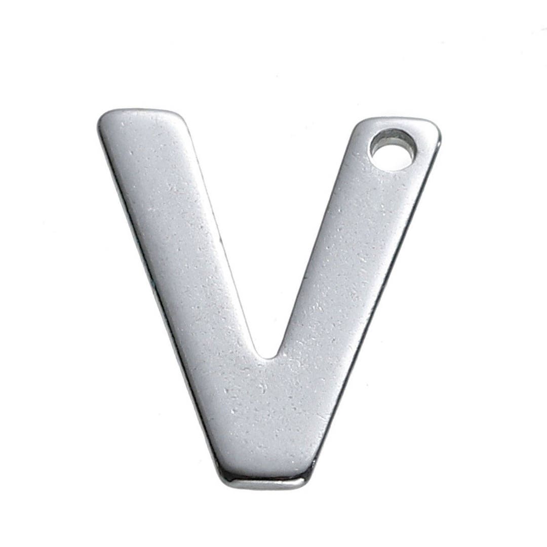 25 Letter V Charms Stainless Steel 11mm X 9mm, Initial Charms - Etsy