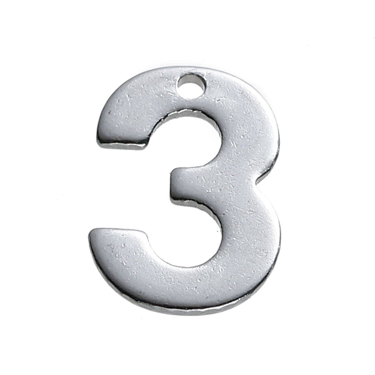 25 Number 3 Charms Stainless Steel, Number Three Charms, 11mm X 8mm - Etsy