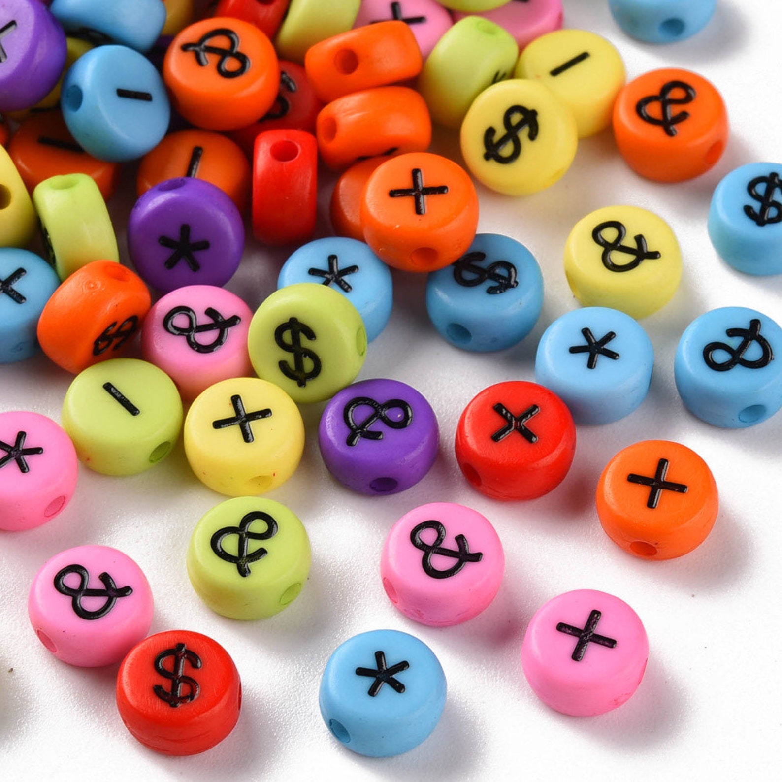 400 Symbol Beads 7mm Math Beads Plus Sign Minus Sign Beads - Etsy