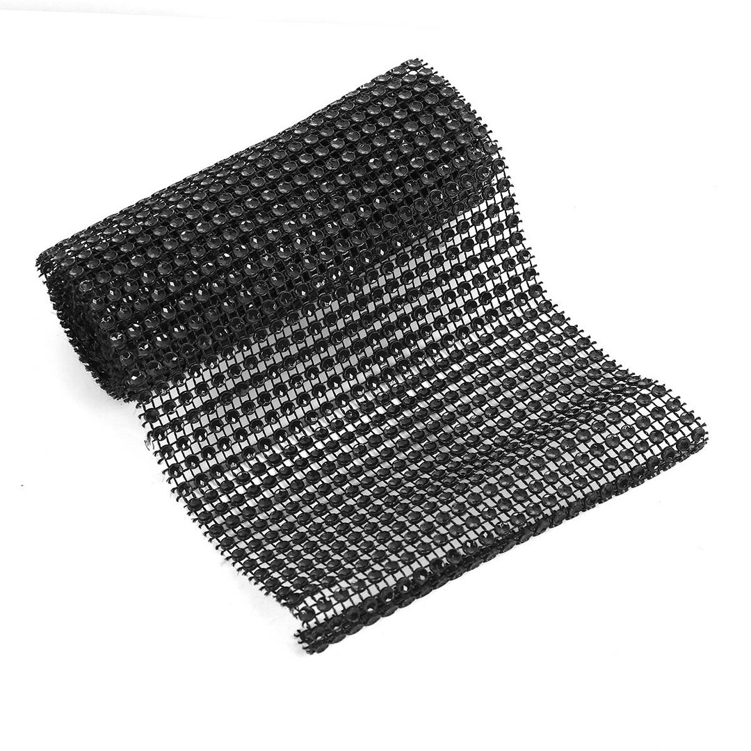 Black Rhinestone Mesh 24 Rows Black Rhinestone Mesh for Crafts, Black ...