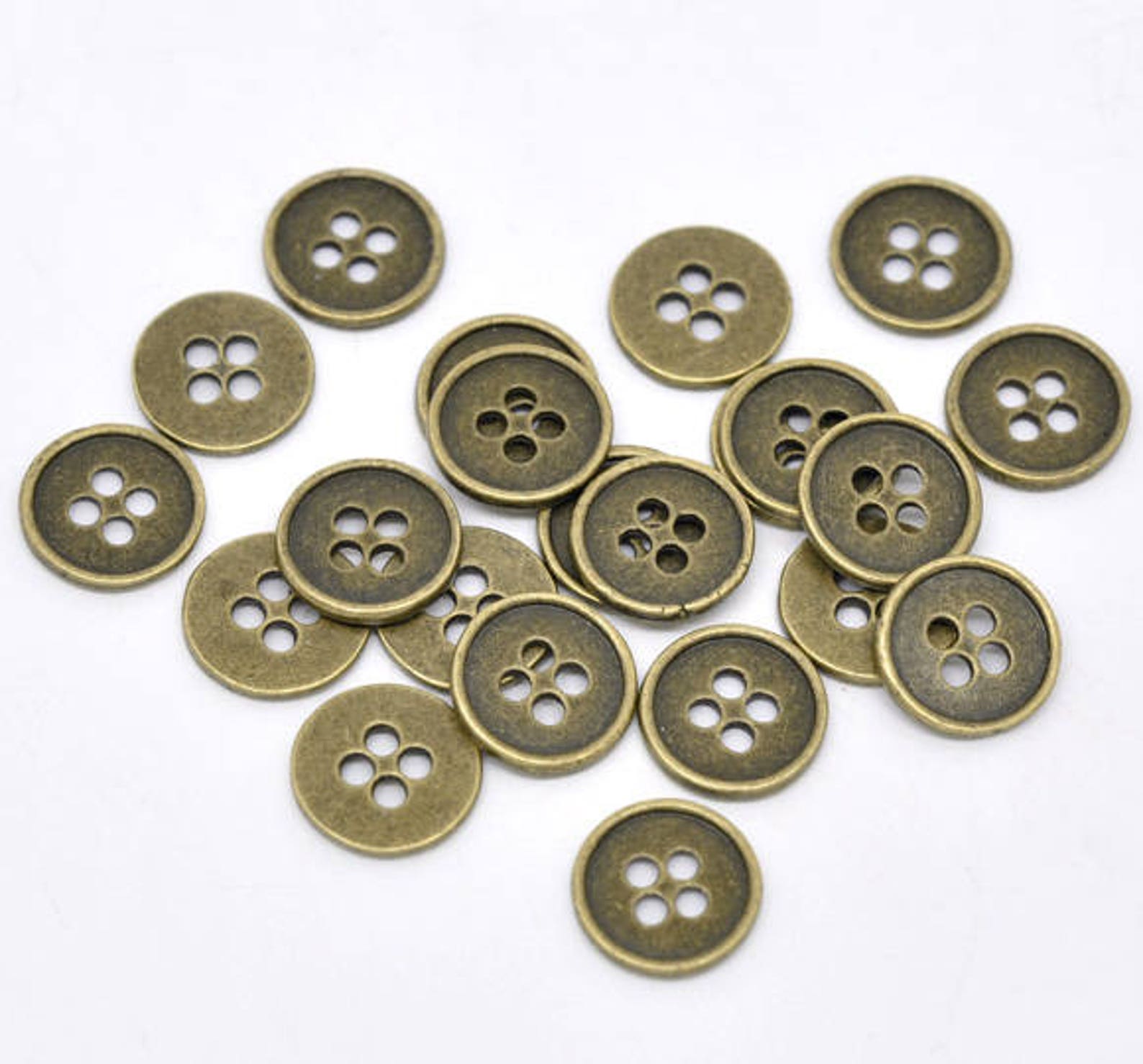 50 Antique Bronze Metal Buttons 13mm - Etsy