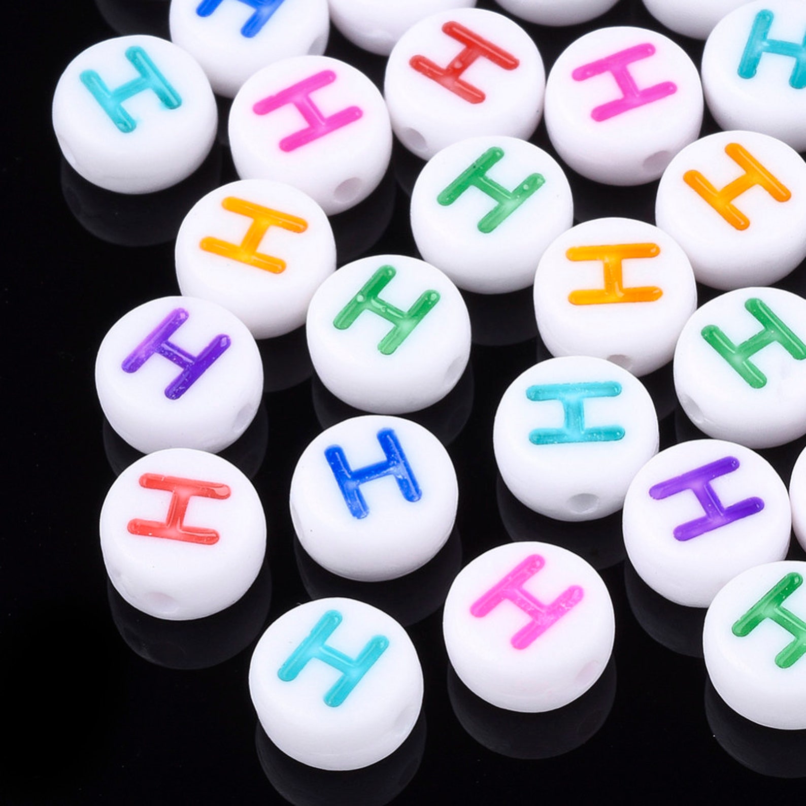 Letter H Acrylic Alphabet Beads Assorted Colors Letter H - Etsy