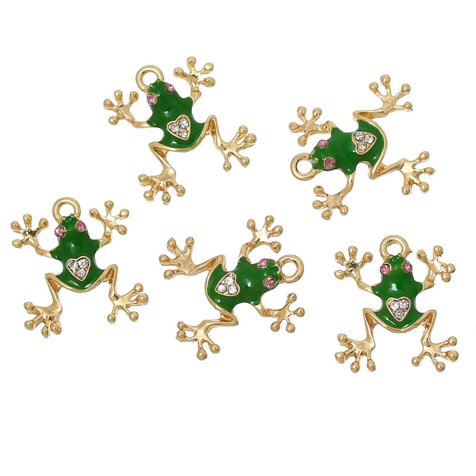 10 Frog Charms Pink and Green, 22mm X 19mm - Etsy