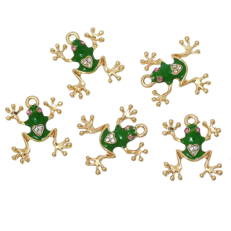 10 Frog Charms Pink and Green, 22mm X 19mm - Etsy