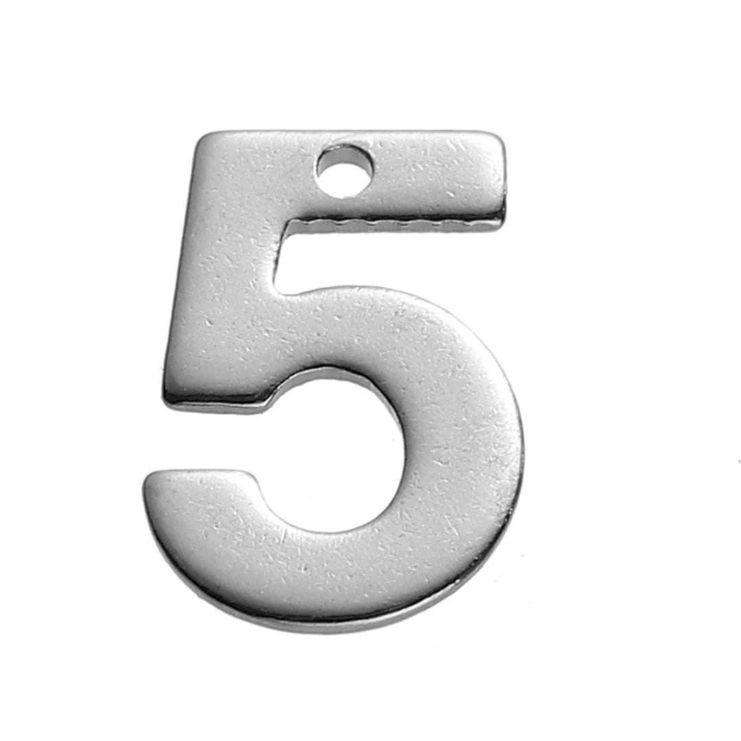 25 Number 5 Charms Stainless Steel, Number Five Charms, 11mm X 7.5mm - Etsy