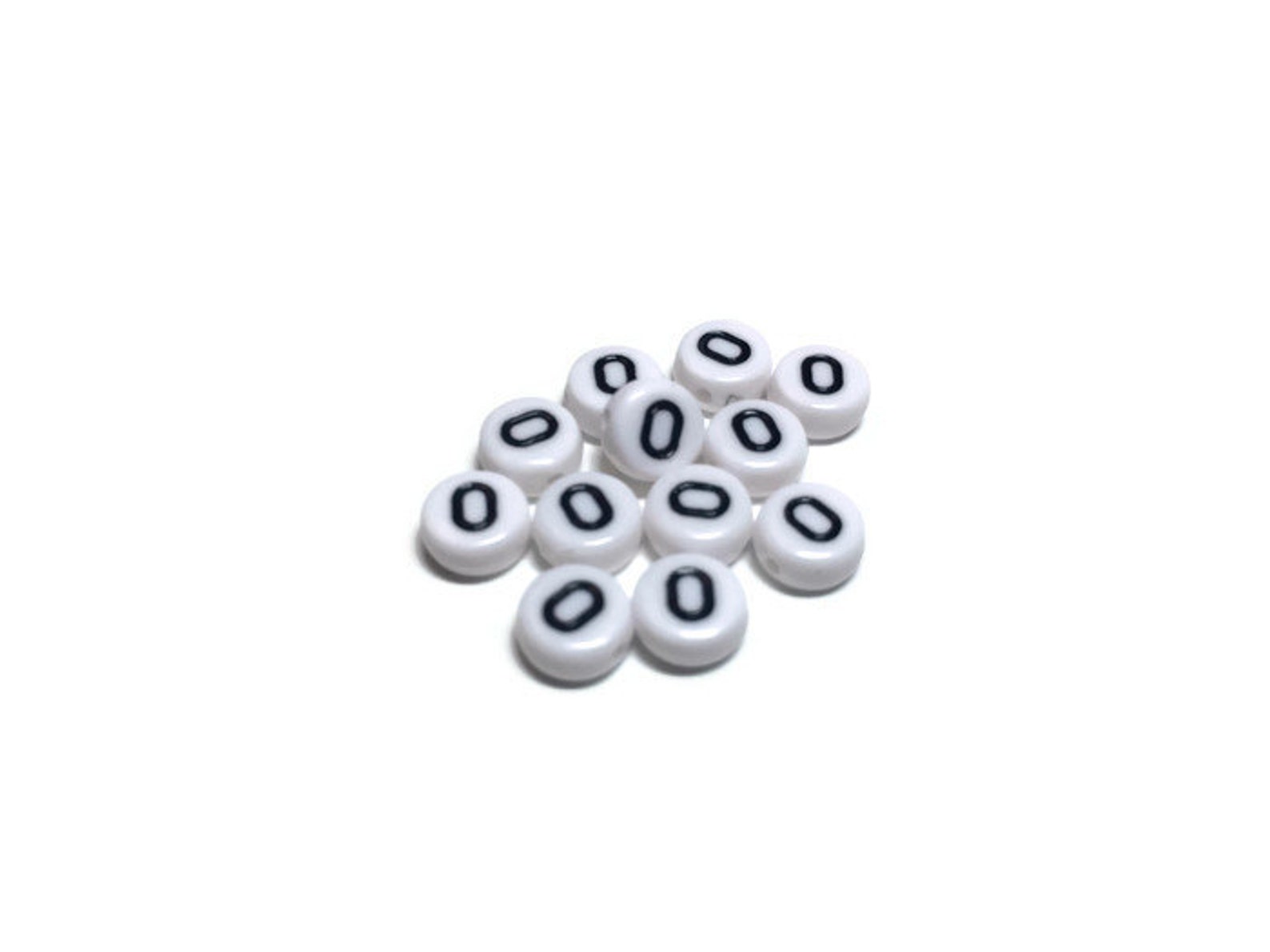 Letter O Beads 7mm, Initial Beads, ABC Beads, Black & White Alphabet ...