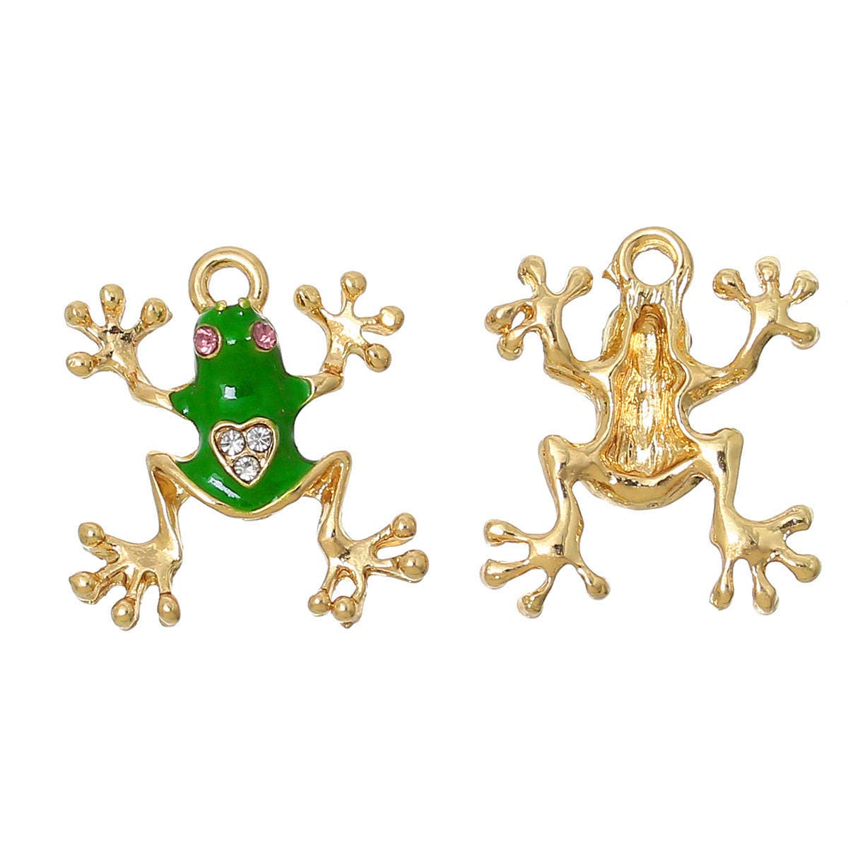 10 Frog Charms Pink and Green, 22mm X 19mm - Etsy