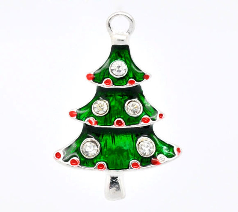 10 Christmas Tree Charms Enamel Christmas Tree Pendant - Etsy