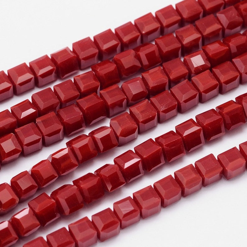 200 Red Cube Beads, Glass Beads, 2mm Beads, Small Cube Beads 2mm X 2mm ...