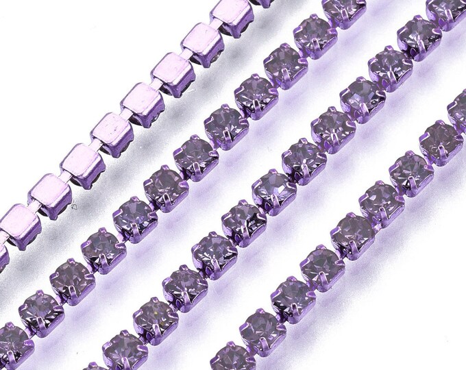 2mm Rhinestone Cup Chain, Purple Rhinestone Chain, Rhinestone Chain ...