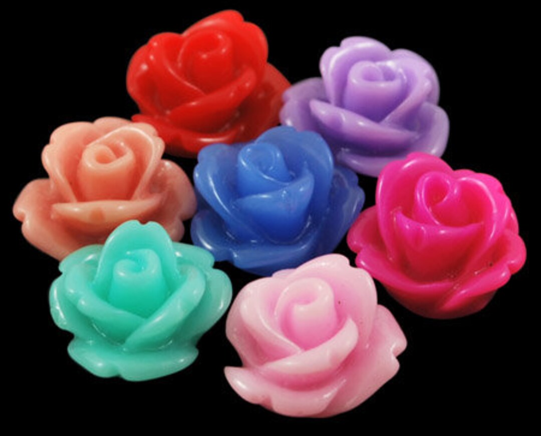 50 Rose Cabochons Flatback 10mm, Resin Flower Cabochons, 410 - Etsy