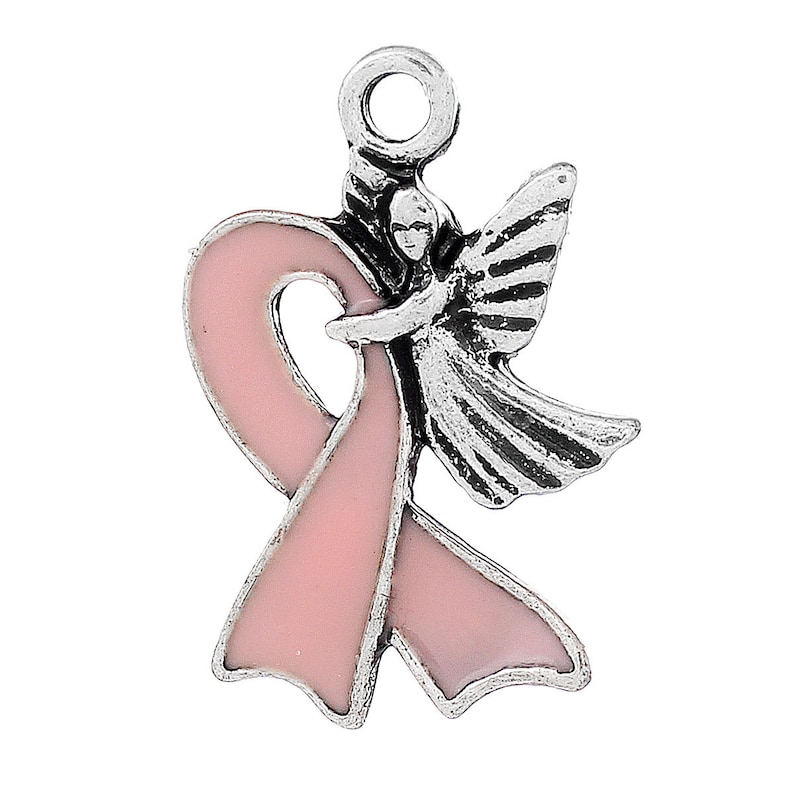 10 Pink Awareness Ribbon Charms Breast Cancer Awareness - Etsy