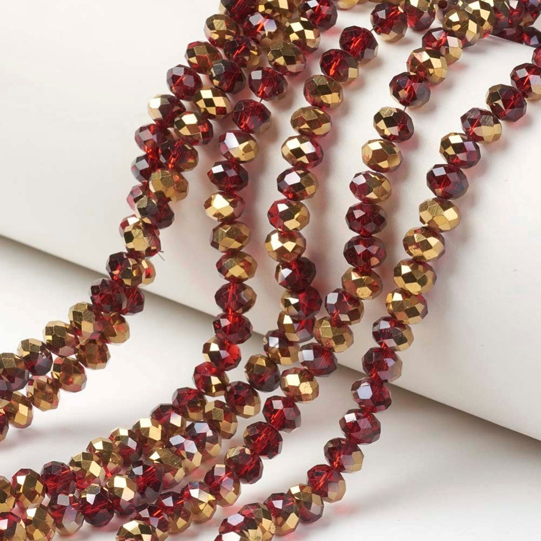 Dark Red and Gold Rondelle Beads 10x8mm, 8x6mm, 6x5mm - Etsy